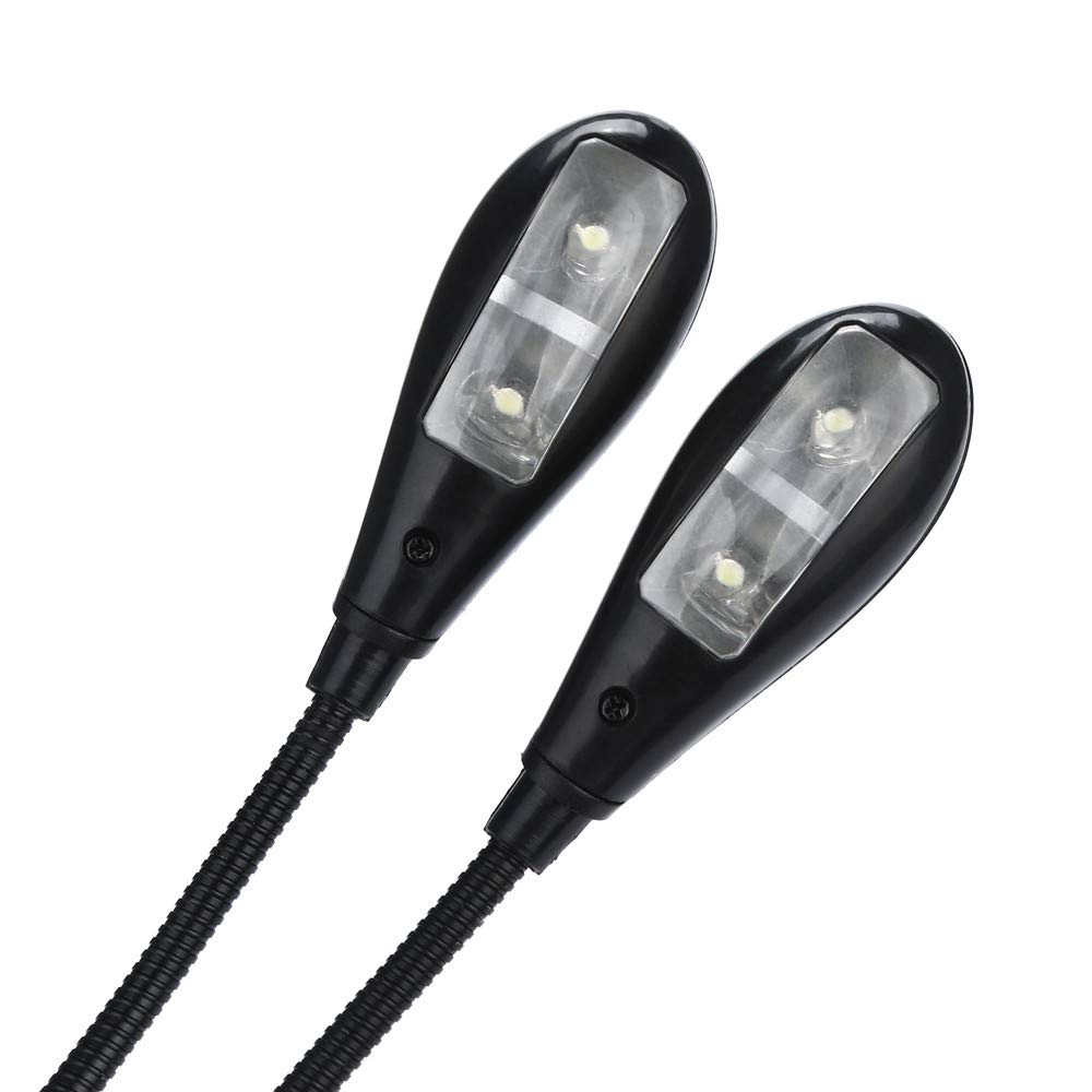 Toxz Mini Portable LED Double Arms Desk Table Lamp with Clip,Battery/USB Powered,Reading Light,Adjustable Brightness,Protect Eyes