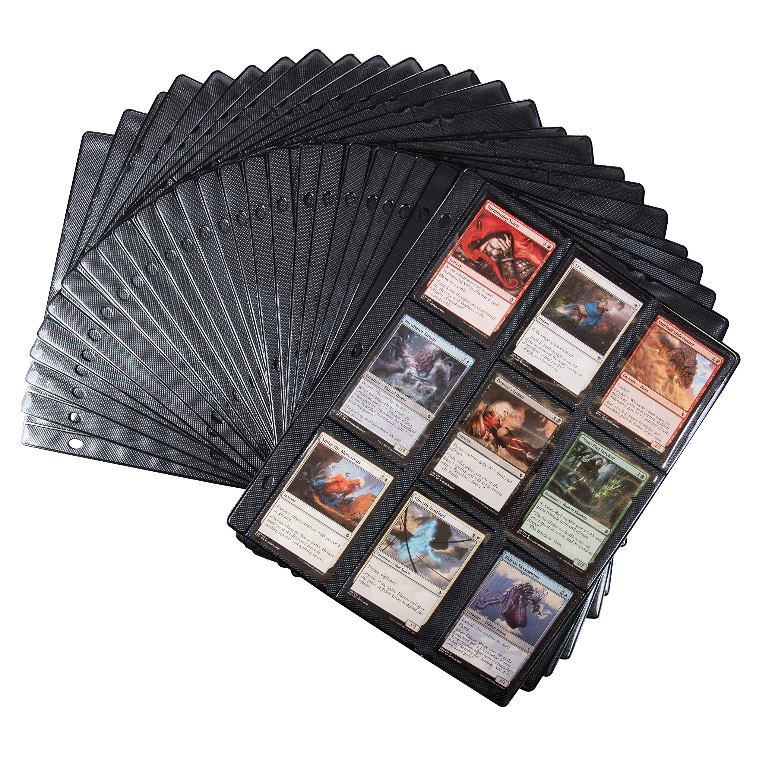 Monster 9 Pocket Trading Card Album Pages(25 Pk)- Strong Pocket for Standard 3-Ring Binder, Anti-Theft & Anti-Drop TCG Side-Loading Protector, Holds 450 Cards, Compatible w Major Brand, Christmas Gift