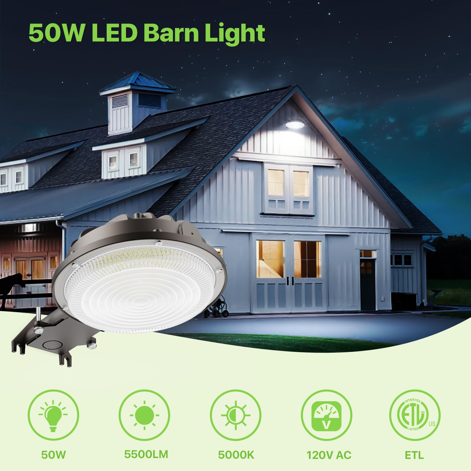 Glitgate LED Barn Light, 120W Dusk to Dawn Area Lights with Photocell, 13000LM 5000K Outdoor Security Lighting, IP65 Waterproof Yard Street Lighting for Barn, Warehouse, Garage