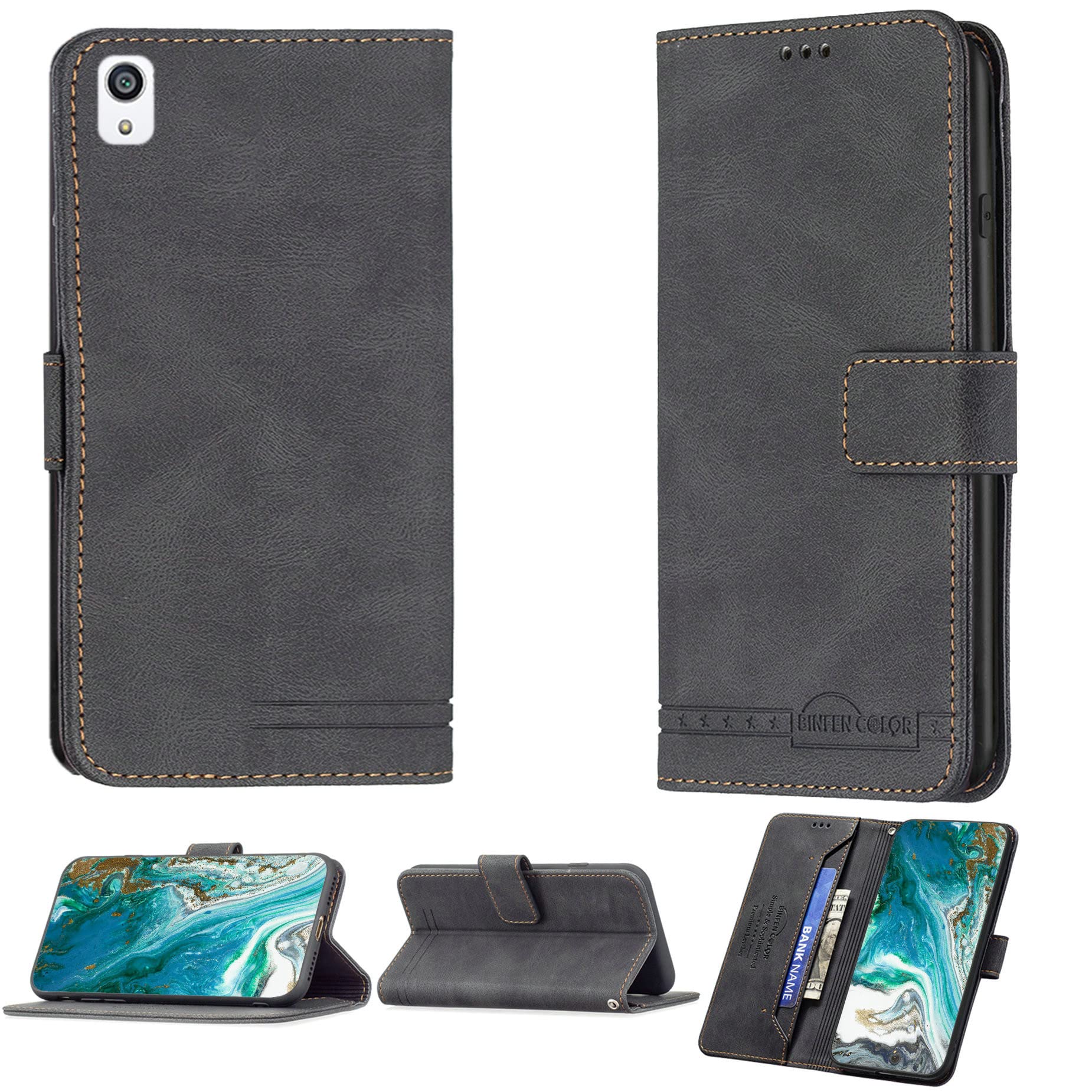 Case for Sony Xperia Z5 Premium Case Compatible with Sony Xperia Z5 Premium Phone Case Flip Stand Cover PU Leather BF09 Wallet Case Black