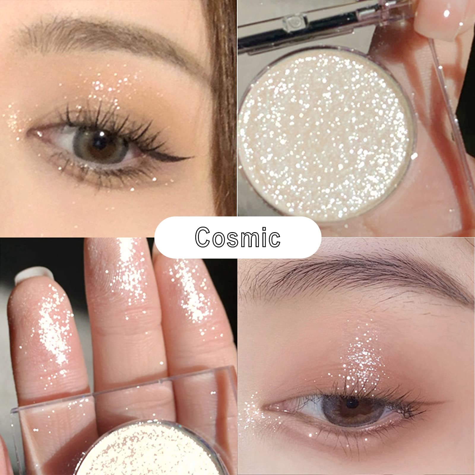 Erinde Shimmer Glitter Eyeshadow Palette - Korean Eye Glitter Foil, Ultra-Blendable, Single Shade Metallic Pigmented Color