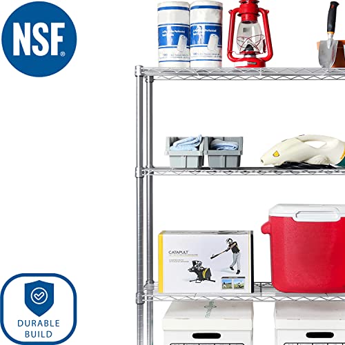 Seville Classics Solid Steel Wire Shelving Storage Unit Adjustable Shelves Organizer Rack, for Home, Kitchen, Office, Garage, Bedroom, Closet, Steel, 4-Tier, 36" W x 14" D