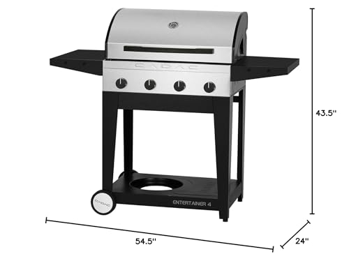 Cadac Entertainer 4 Propane Gas BBQ Grill with 4 Burners, plus Open Cart with Sides Tables and Tank Storage Shelf