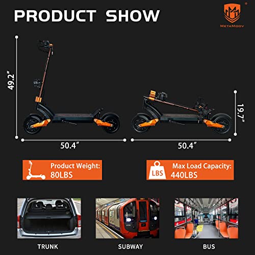 MetaMoov ZO08 Electric Scooter Adults, 3000W Dual Motors, 45 Mph Top Speed, 52 Miles Range, Dual Hydraulic Disk Brake Dual Shock Absorption 10" All Terrain Tires Fast E Scooter for Adults