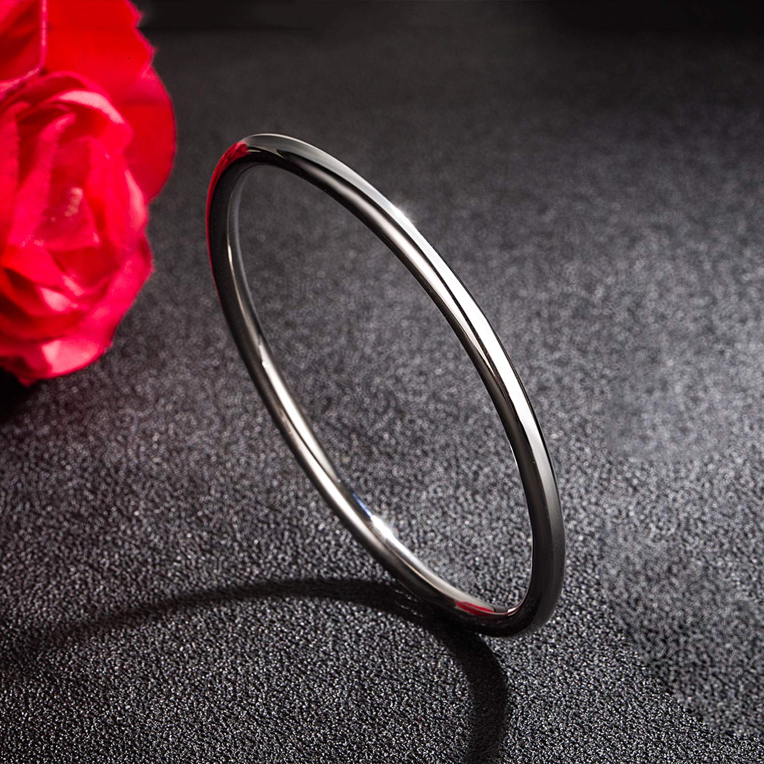Dankadi Fashion Smooth Moments Charm 925 Sterling Silver Bracelet Minimalist DIY Women 4MM Bangle Diameter 60-65 MM Jewelry Gift (1 piece, Diameter 65 MM)