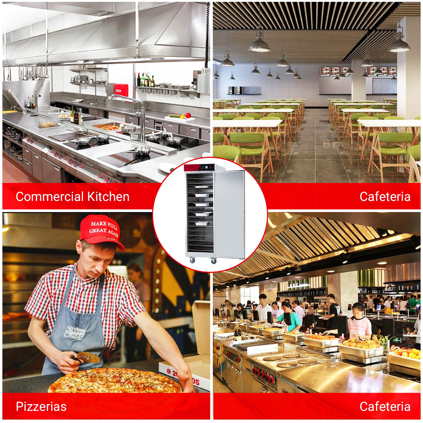 GarveeHome Hot Box Food Warmer - Multifunctional Storage, Stainless Steel, Excellent Insulation, 850W Cabinet, Water Tray, Restaurant Grade,Single Door,16th Floor,35 * 23 * 71inch