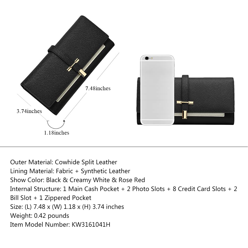 CLUCI Leather Wallet for Women Slim Designer Trifold Ladies Credit Card Holder Light Pale Pink