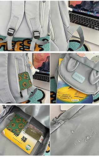 JHTPSLR Kawaii Backpack Japanese Cute Cat School Backpack with Plushies Aesthetic Backpack for Teen Girls Back to School Supplies (Blue)