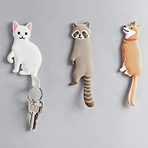 Gatuida Wall Hooks Rv Accessories 3pcs Animals Decorative Self Adhesive Hanger Hat Bags Hook Seamless Stick for Kids Room Kitchen Key Hanger Aesthetic Room Decor Hooks for Hanging