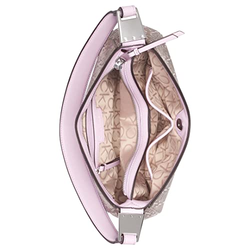 Calvin Klein Charlie Top Zip Organizational Shoulder Bag, Almond/Taupe/Orchid