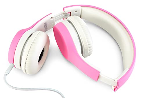 NENOS Children Kids Children's Volume Limited Headphones for Kids Foldable (Pink)