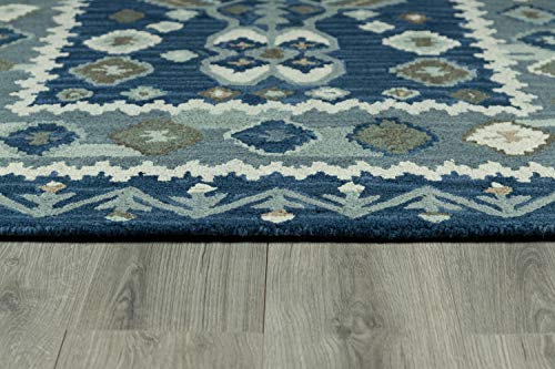 Momeni Tangier Wool Hand Tufted Traditional Indoor Area Rug, Blue, 8' X 11'