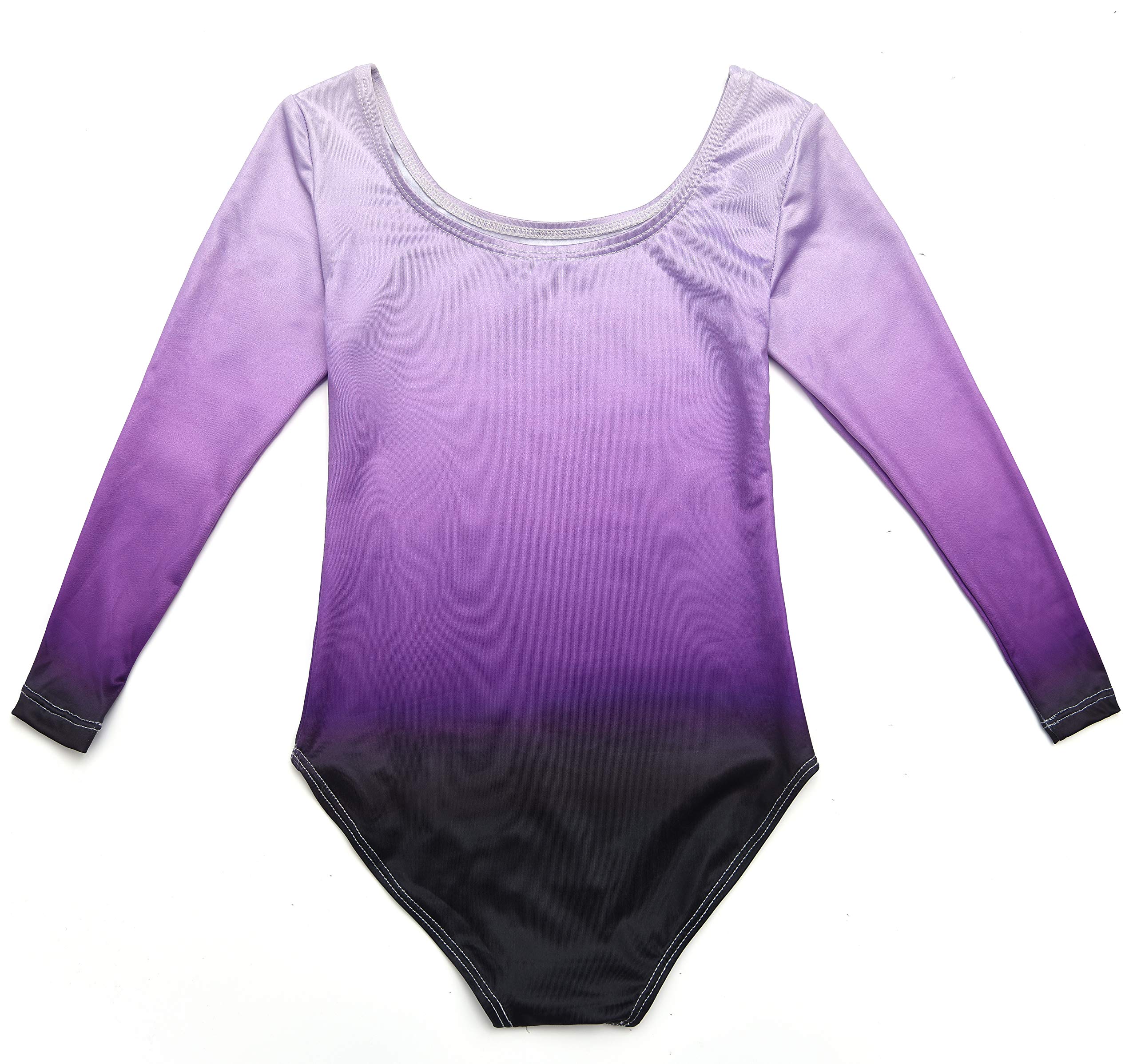 DANSHOW Gymnastics Leotards for Girls Dance Ballet One Piece Long sleeve Athletic Unitard Shiny Diamond(KD4091-M-09)