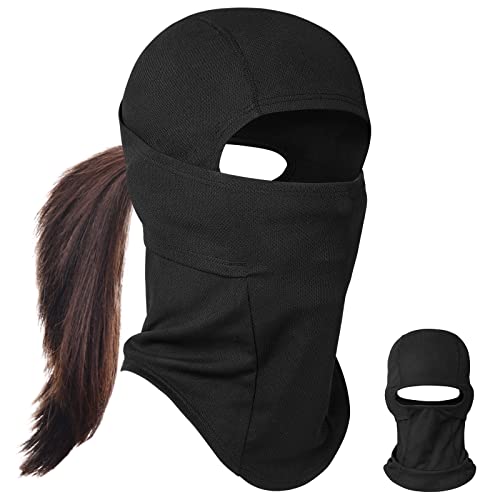CUIMEI Balaclava Face Mask for Women with Ponytail Hole Neck Gaiter Face Cover Moisture Wicking for Ski Motorcycle Cycling