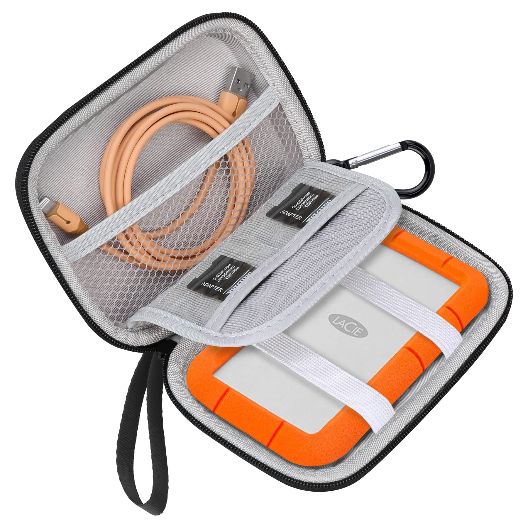 Elonbo Hard Drive Carrying Case for LaCie Rugged Mini 4TB/5TB/T2B/1TB External Hard Drive Portable HDD, Storage Holder for Hard Drives for Mac and PC Computer, Black