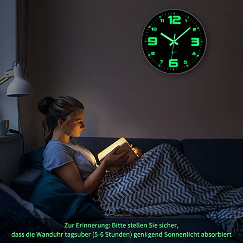 NESIFEE 12 Inch Glow in The Dark Wall Clock,Night Light Wall Clock,Silent Non-Ticking, Battery Operated Wall Clocks for Living Room Kitchen Office Bedroom