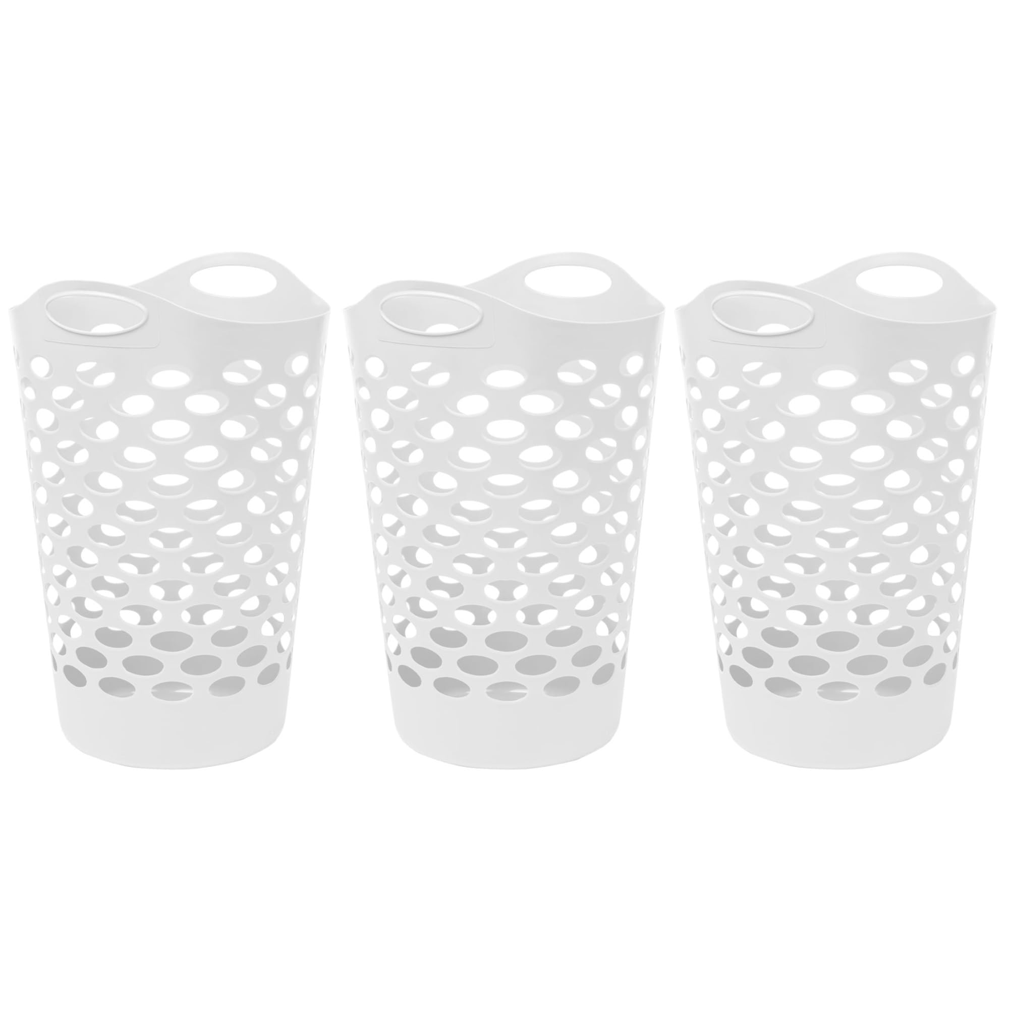 Flexible Round Laundry Hamper, White, 3 Pack