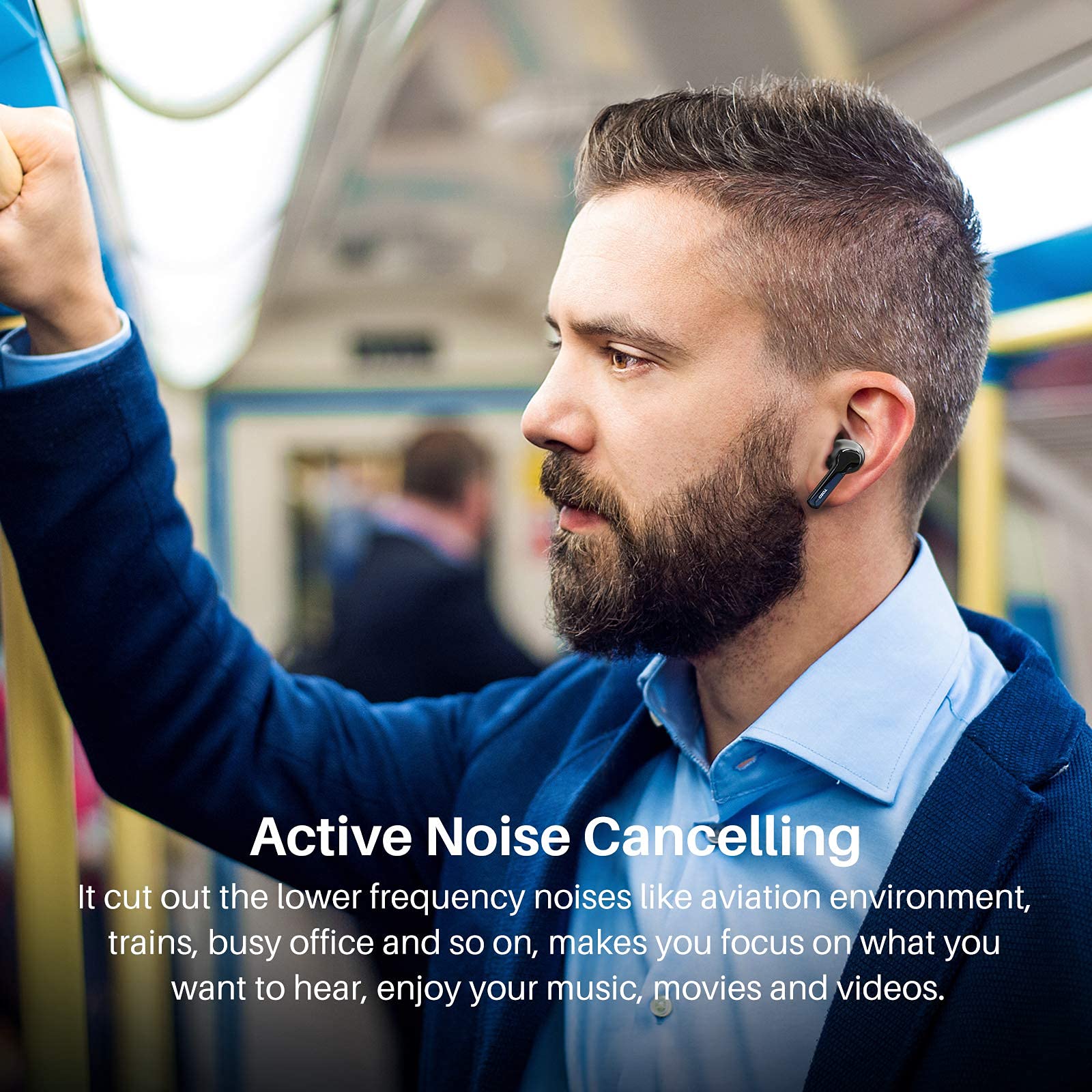 TOZO NC2 Hybrid Active Noise Cancelling Wireless Earbuds, ANC in-Ear Detection Headphones W1 Wireless Charger