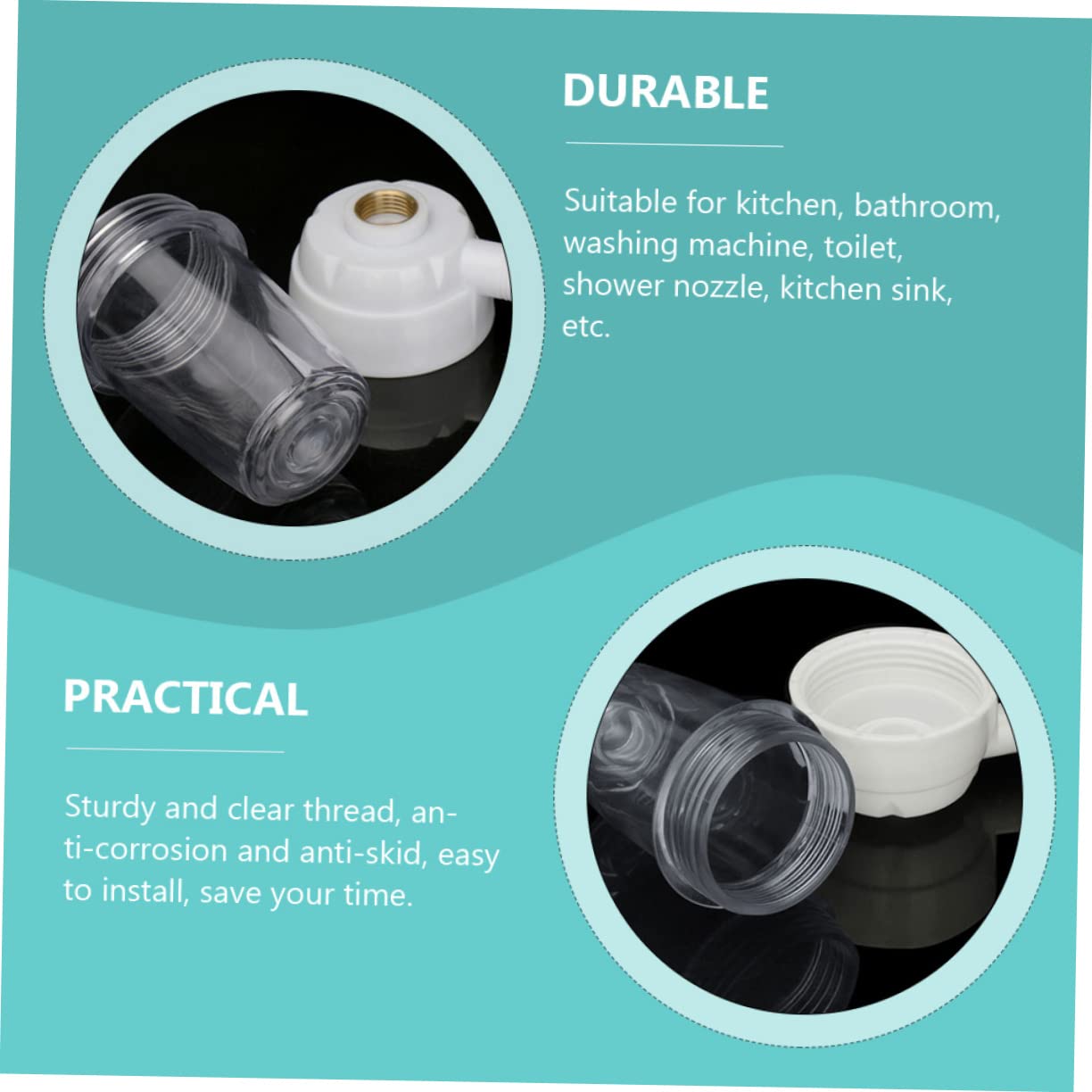 DOITOOL Water Heater Filter Kitchen Down Water Filter Faucet Water Softener Inline Water Filter Well Water Pre Filtration System Sink Filter Attachment Anti-Scale The Pet Shower Head White