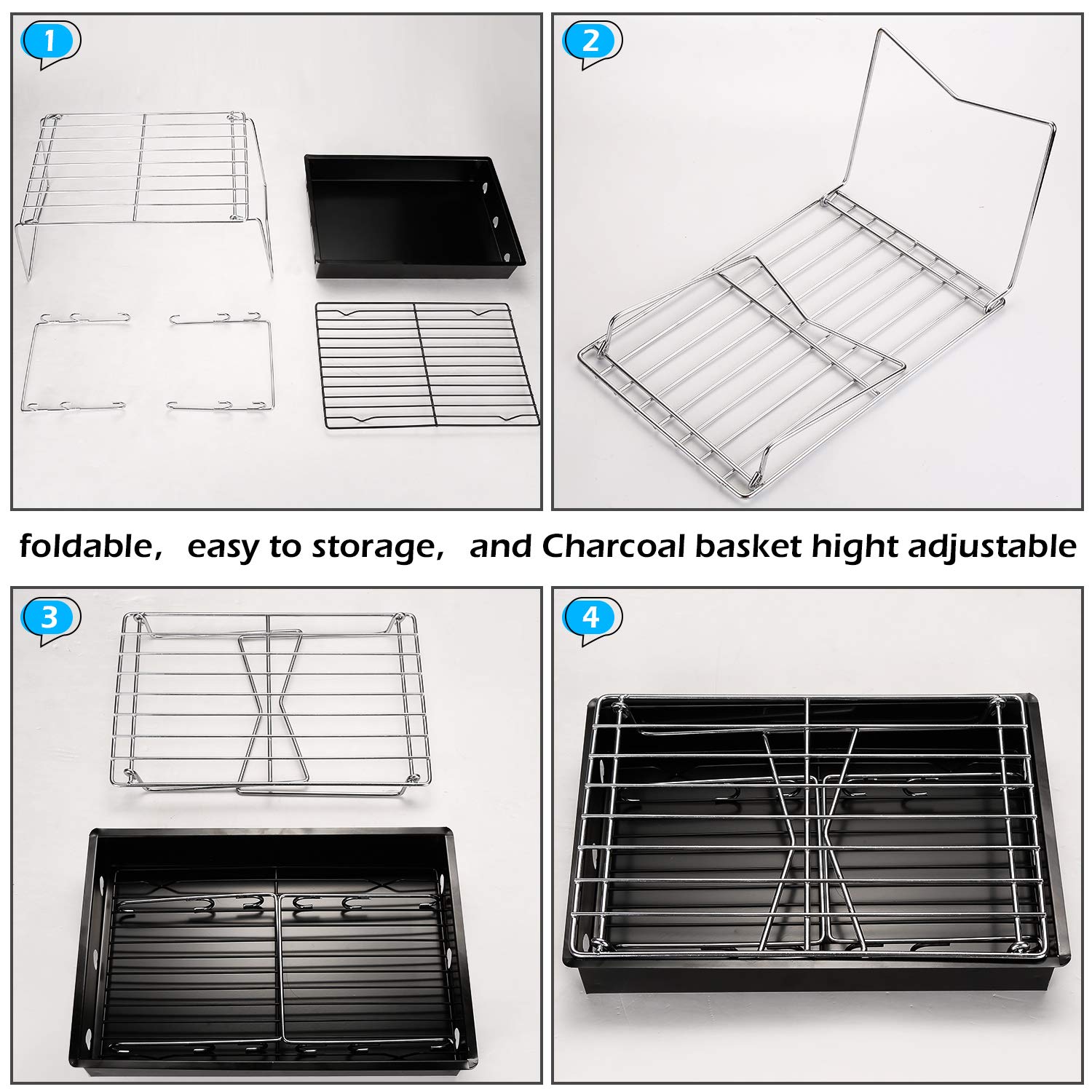 Camping Grill, Grills for Camping Folding & Lightweight Steel Mesh Barbecue Grill Tool, Portable Camping Grill for Outdoor Camping, Cooking, Hiking, Tailgating, Backpacking & Party