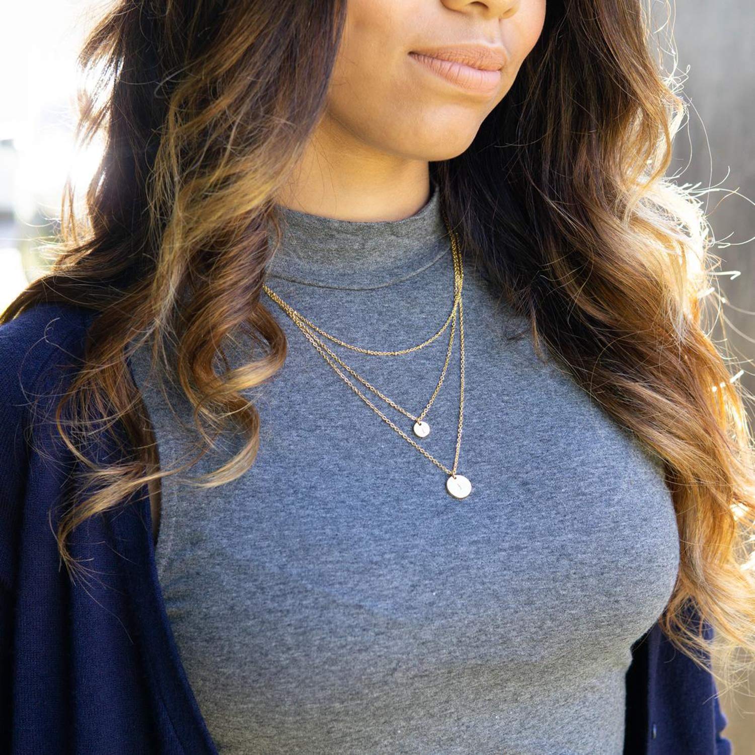 choice of all 3 Layer 14K Gold Plated Choker Necklace for women Dainty Disc Chokers Necklace Adjustable Layered Circle Necklace Simple Boho Jewelry (3layer Bead-Silver)