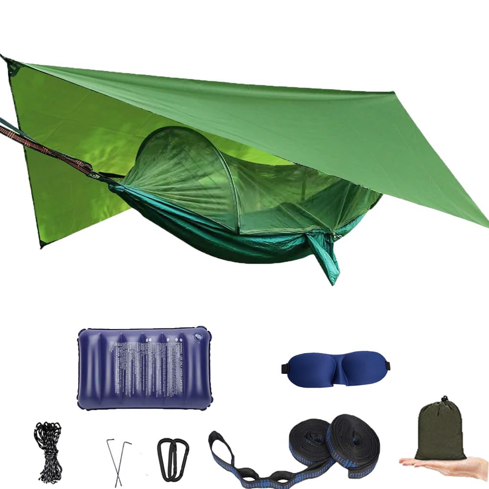 Camping Hammock with Mosquito Net and Rain Fly - Travel Hammock Bug Net - Hammock Tent for Outdoor Hiking Backpacking Travel Camping Accessories and Camping Gear…