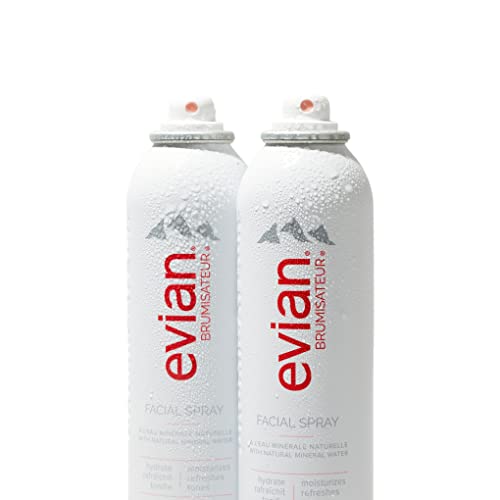Evian Facial Spray, 5 oz Duo - Instantly Hydrate - Refresh Skin - Revive Makeup - Soothe Sensitivity - All Skin Types - French Alps Skincare