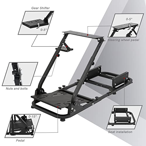 Dardoo Gaming Simulator Cockpit Square Tube Racing Steering Wheel Stand Compatible with Logitech G25 G27 G29 G920 G923, Thrustmaster PC PS4 Xbox without Steering Wheel, Pedal, Handbrake and Seat