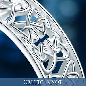 DAOCHONG Nickel-free 925 Sterling Silver Good Luck Irish Love Trinity Woven Celtic Knot Band Ring for Women, Size 9 (9)