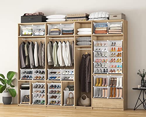 MAGINELS 72 Pair Shoe Rack Organizer Shoe Organizer Expandable Shoe Storage Cabinet Free Standing Stackable Space Saving Shoe Rack for Entryway, Hallway and Closet, White