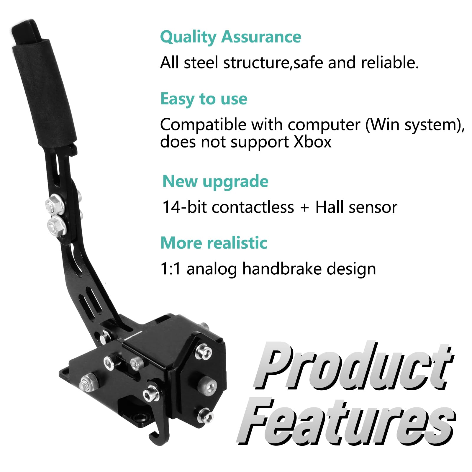 Dardoo USB Handbrake 14 Bit PC Handbrake with Clamp,Professional Gaming Peripherals PC Windows Systems Supported for Racing Games G25 G27 G29 and G920,Not applicable to PS,X-BOX
