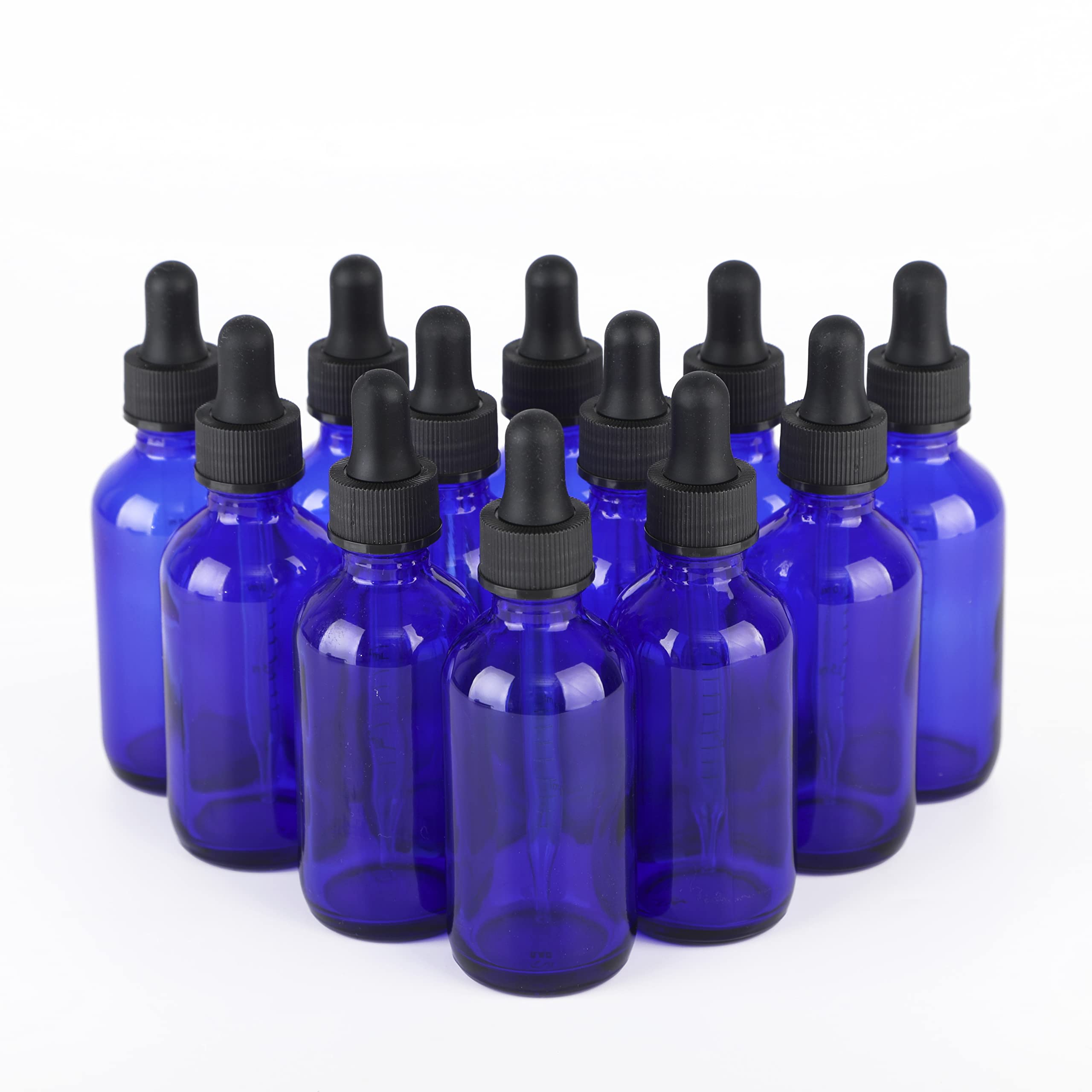 EASTHOLGLS 2 oz Glass Dropper Bottle,Glass Eye Dropper with Scale for Essential Oils,Tincture Bottles with Dropper, Leak Proof Travel Bottles for Liquids,Pack of 12