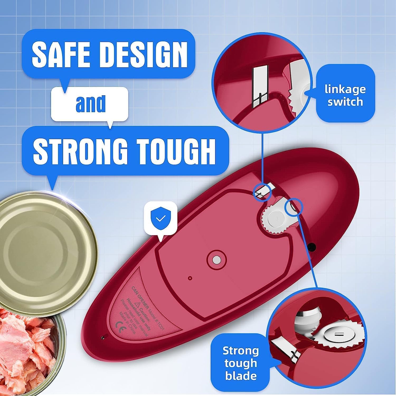 Electric Can Opener, One Touch Electric Can Opener Easy Open Any Can Size with Smooth Edge, Food-Safe Electric Can Openers for Kitchen, Kitchen Gadget Gift for Seniors, Arthritis