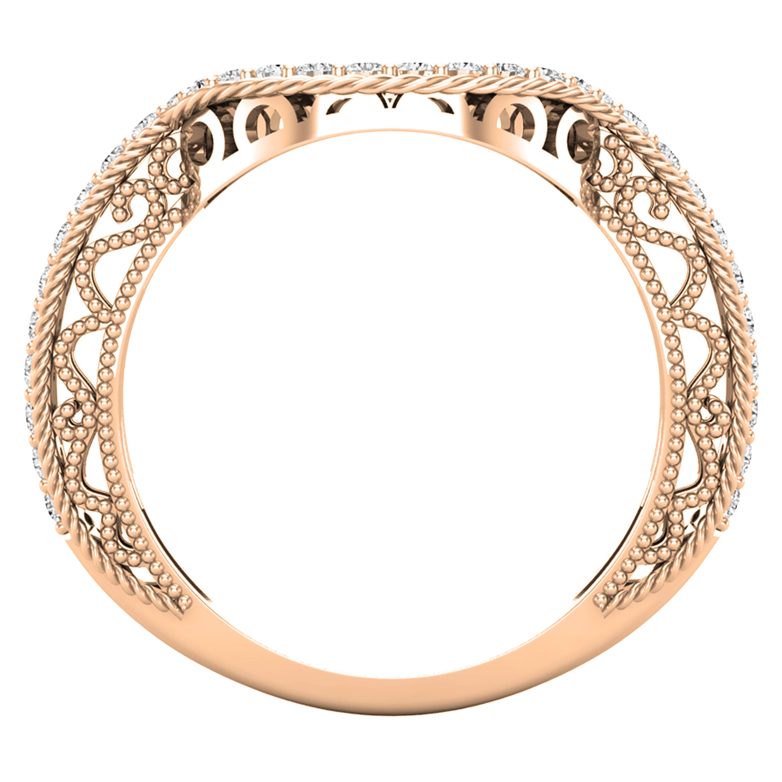 Dazzlingrock Collection 0.63 Carat (ctw) Round Cubic Zirconia Ladies Wedding Stackable Contour Guard Band, 18K Rose Gold, Size 7