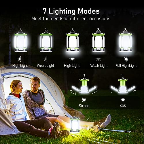 Camping Lantern Rechargeable, Blukar Super Bright LED Camping Lights Lamp - 7 Light Modes 60 LEDs Tent Light 10+ Hrs Runtime for Hurricane,Power Outages,Emergency,Home, Camping and More
