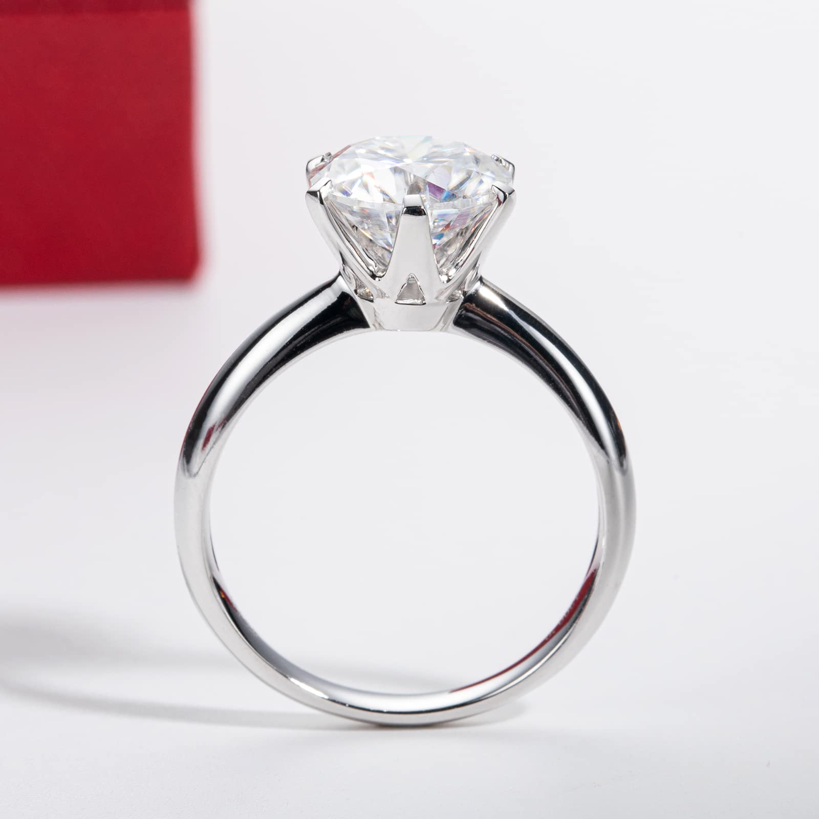 CADYNO Moissanite Engagement Ring 3ct D Color Lab Grown Created Diamond 14k Solid Real White Gold Eternity Wedding Solitaire Ring for Women 5.5