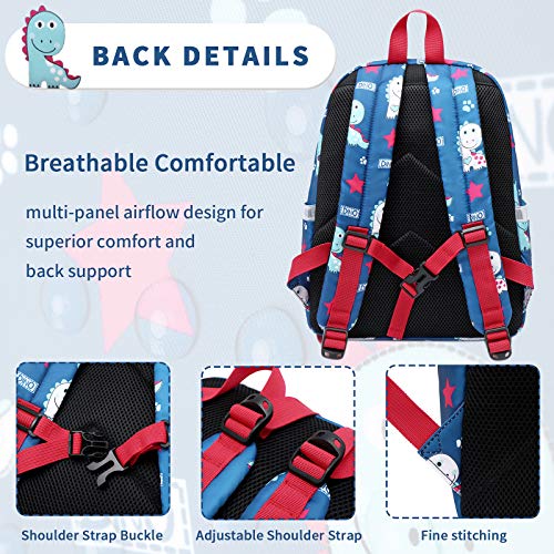 Mairle Little Kids Backpack Preschool Kindergarten School Bag for Boys and Girls with Chest Strap, Glider Print, White/Light Blue