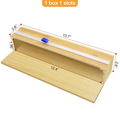 Sizet SIZET Bamboo Wood Plastic Wrap Dispenser with Cutter, Foil and Wax Paper Organizer Dispenser Drawer Compatible Brown 1 box 1 slots 1 box 1 slots 1 box 1 slots