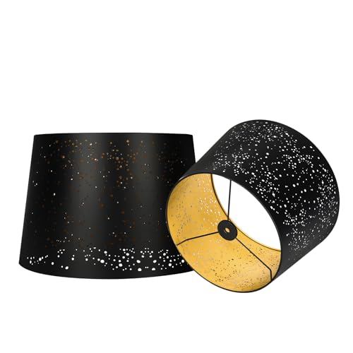 Double Medium Metal Lamp Shades Set of 2, ALUCSET Drum iron Lampshades for Table Lamp and Floor Light,10x12x8 inch (Sky Stars, 2 pcs pack)