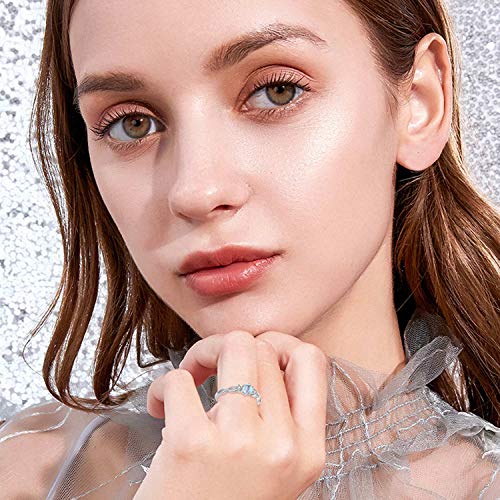 Cuoka Moonstone Ring 925 Sterling Silver Rainbow Moonstone Infinity Ring for Women Promise Rings Moonstone Jewellery for Engagement Anniversary Wedding Rings (Moonstone, 7)