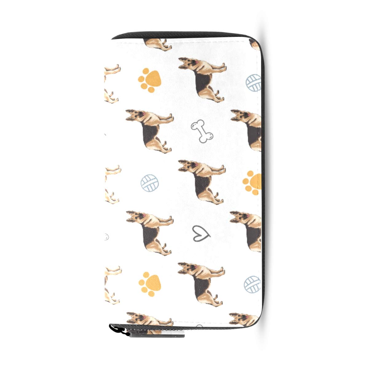 Wallet Long Clutch German Shepherd Dog Zipper Purse PU Leather Card Holder Organizer