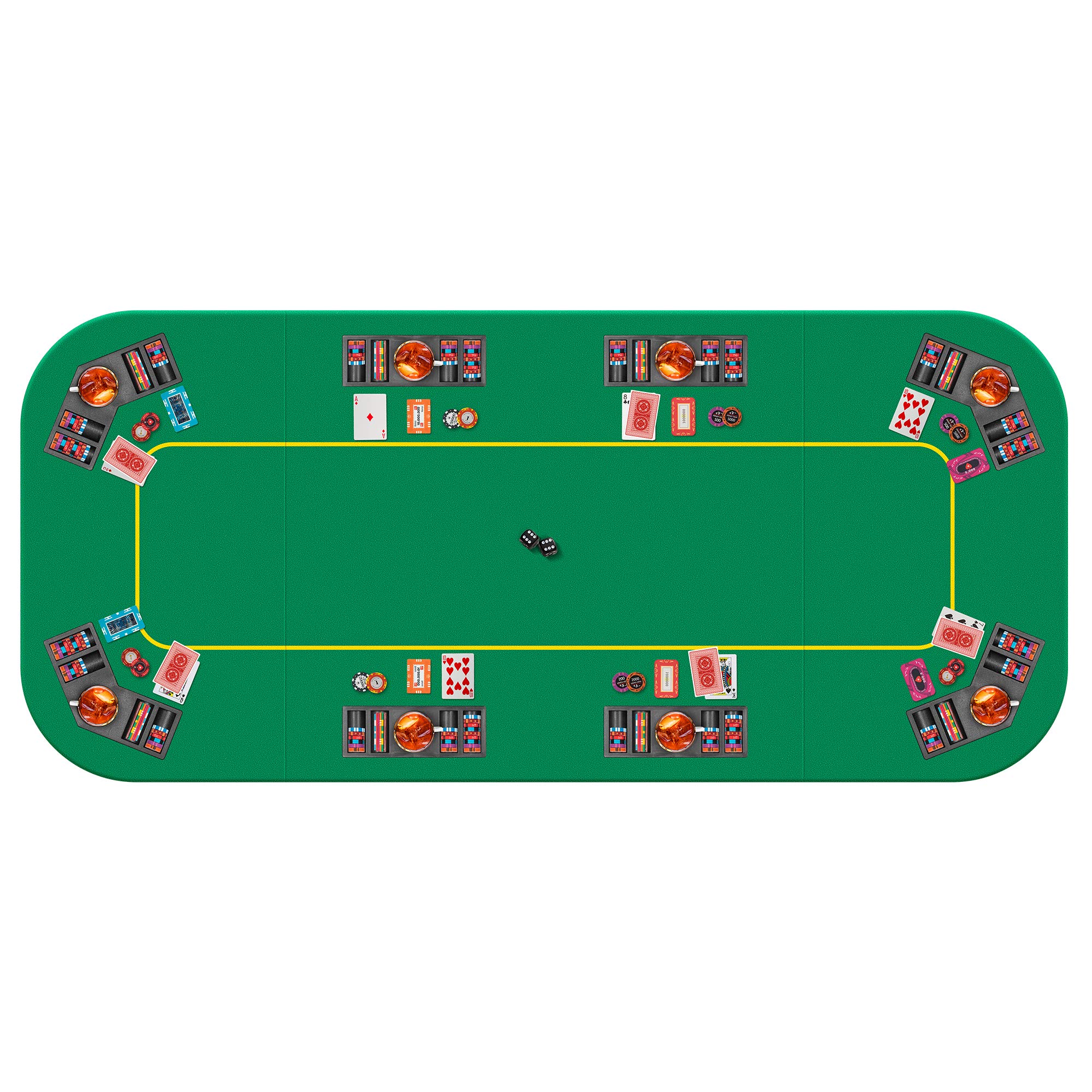 VIVOHOME 79 x 36 Inch Foldable 8-Player Texas Poker Card Table top Layout Portable Anti-Slip Rubber Board Game Mat with Cup Holders and Carrying Bag Green