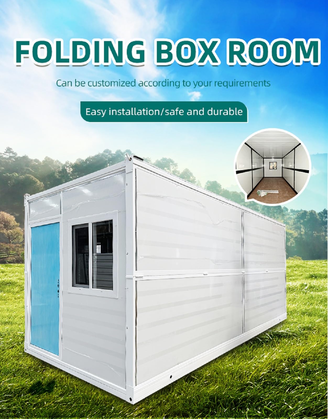 Folding Prefab Container Home - Customizable Tiny Home with Bathroom, Kitchen, Living Room & Bedroom - Modular Mobile Home for Adults