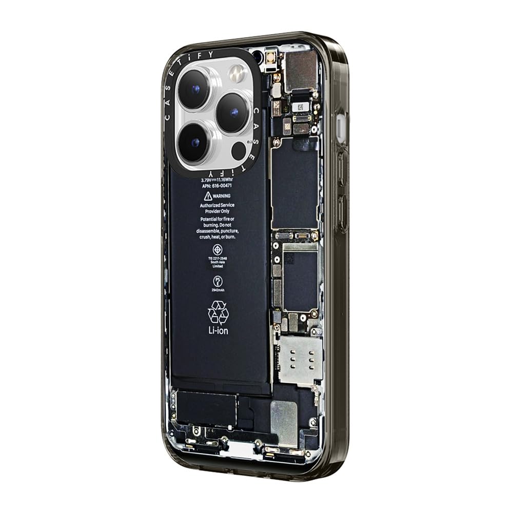 Casetify Compact Case for iPhone 15 Pro Max [2X Military Grade Drop Tested / 4ft Drop Protection] - Inside Parts - Clear Black CTF-8700029-16006040