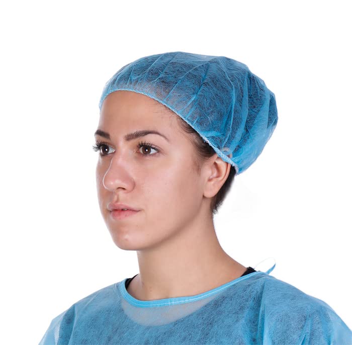 Disposable Bouffant Caps Scrub Surgical Caps 100 Pack 21" Blue