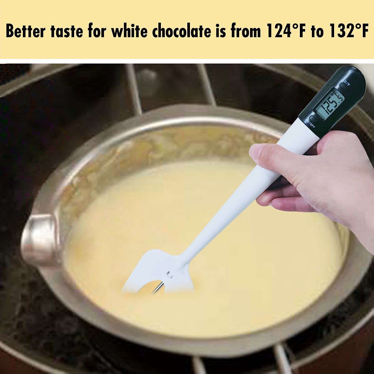 Efeng Candy Thermometer Spatula,Digital Cooking Thermometer with Pot Clip β Silicon Spatula with Meat Thermometer, Instant Read Thermometer Spatula for Candy,Chocolate,Grill Meat Cooking