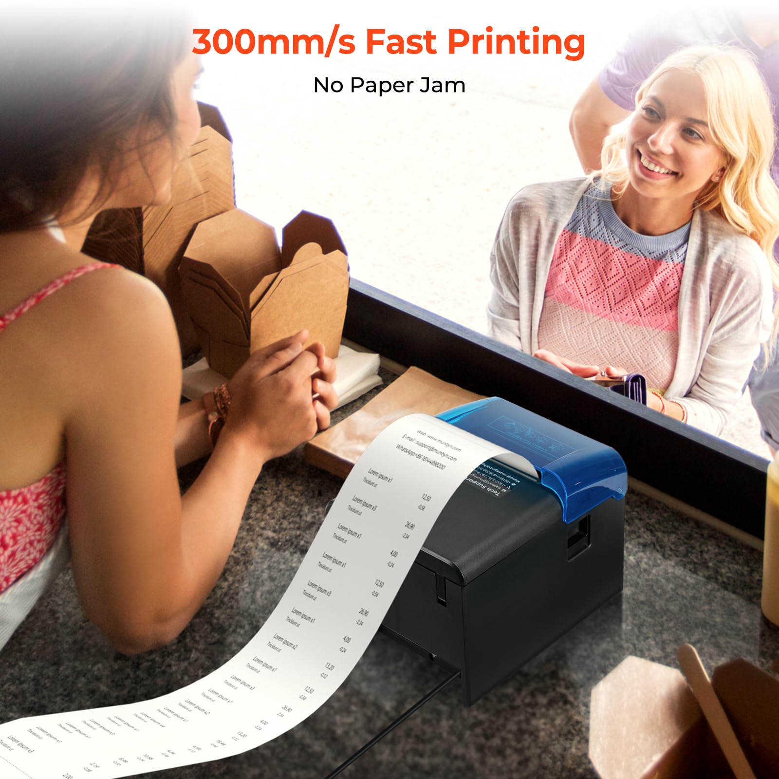 MUNBYN WiFi Receipt Printer with USB Port, 80mm POS Printer, Thermal Pinter Works with Square Mac Windows Chromebook Linux Cash Drawer, Do Not Support Paypal Zettle Shopify Vagaro Kyte Bluetooth