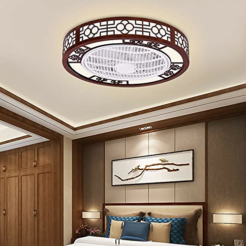 CNCEST 22Inch Acrylic LED Ceiling Fan Bedroom Remote Control 3-Speed and 3-Color Change AC110V/64W (Round)