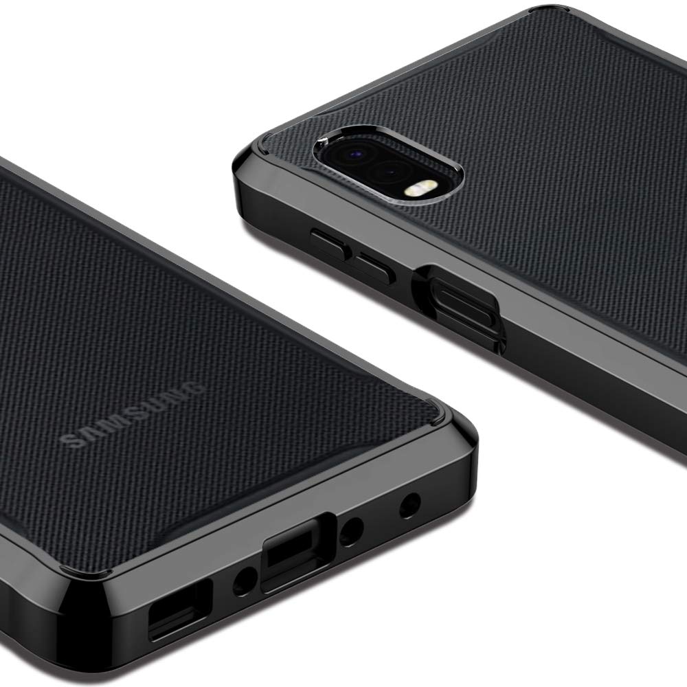 CASEVASN Samsung Galaxy Xcover Pro Case, [Shock-Absorption] Air Hybrid Defender Shockproof Anti-Drop Crystal TPU Bumper + [Clear] Hard Back Protective Case for Galaxy Xcover Pro -Black