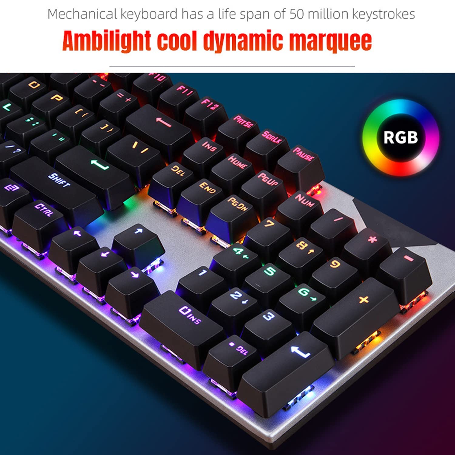 EXHNLE Gaming Keyboard and Mouse Combo, Gaming Keyboard RGB LED Rainbow Backlit, 104 Keys USB Ergonomic Keyboard, for PC Computer Gamer (Color : Red)
